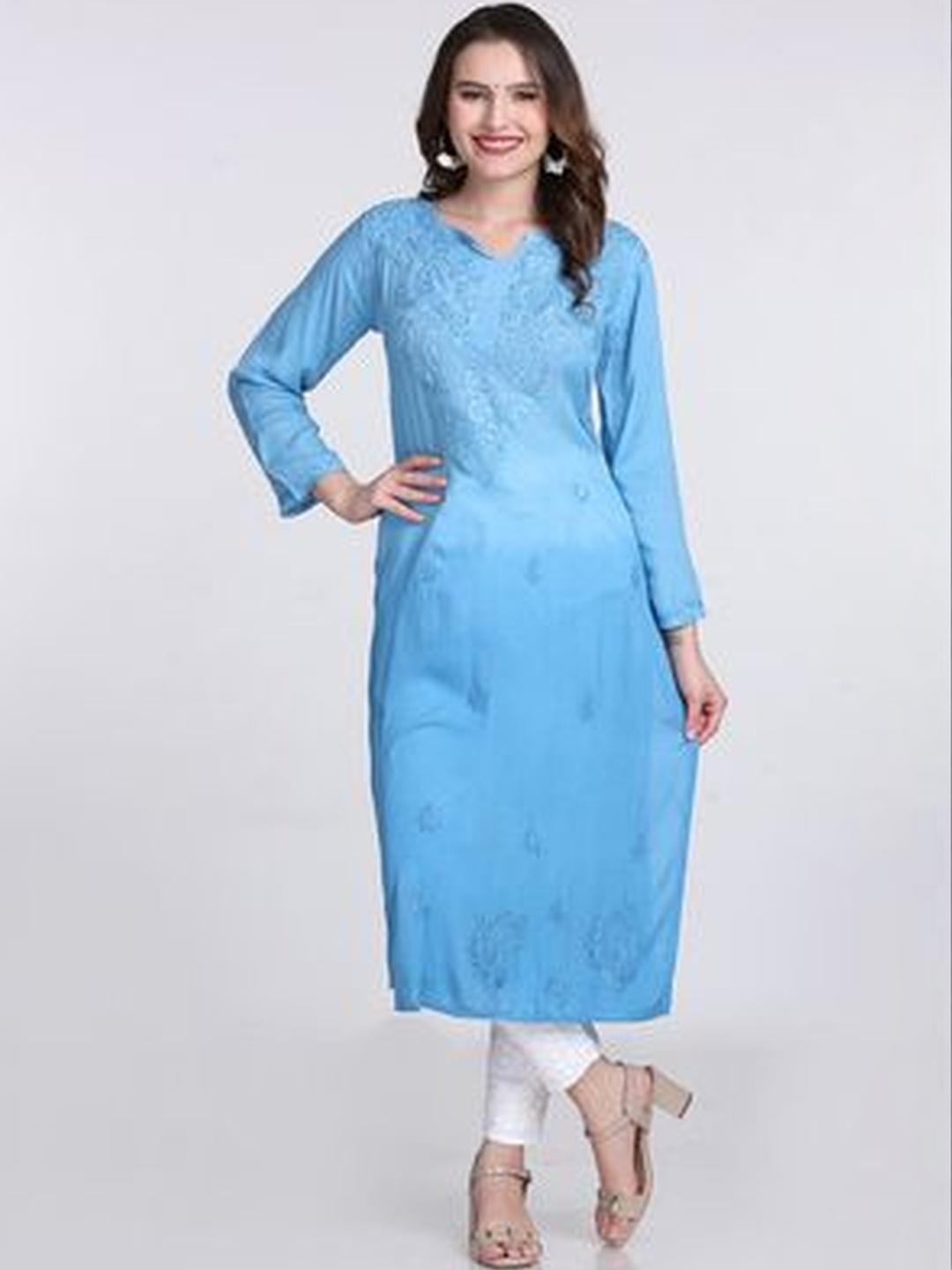Buy KHAKA Women Ethnic Motifs Embroidered Regular Chikankari Kurta With ...