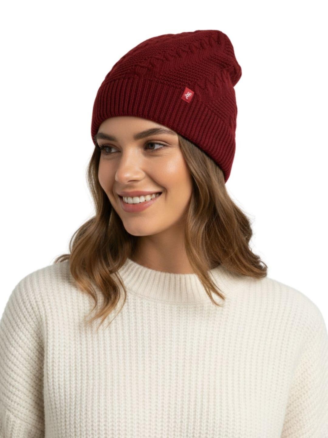 Buy ISWEVEN Unisex Embroidered Woollen Beanie - Caps for Unisex ...
