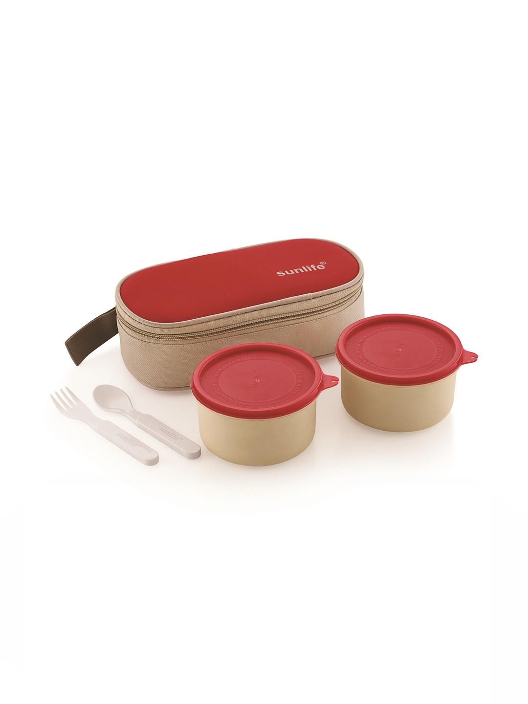 Buy Sunlife Red MicroFresh 2 Steel Tiffin Box With 2 Inner Steel ...