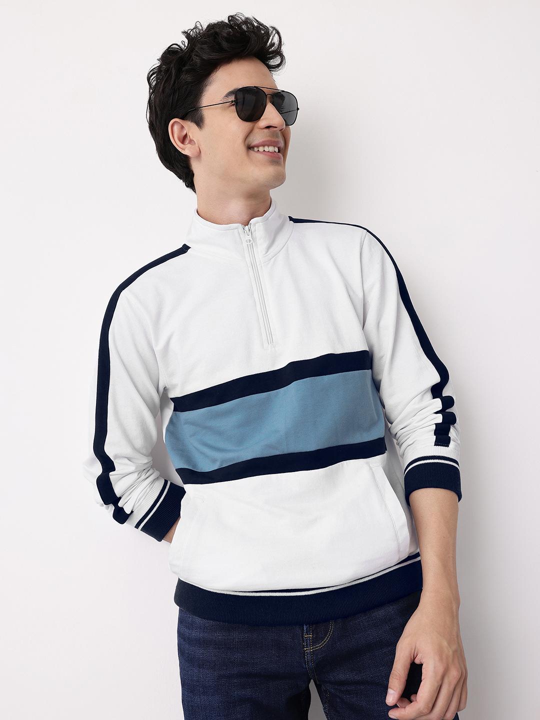 Buy Mast & Harbour Striped Mock Collar Sweatshirt - Sweatshirts for Men ...