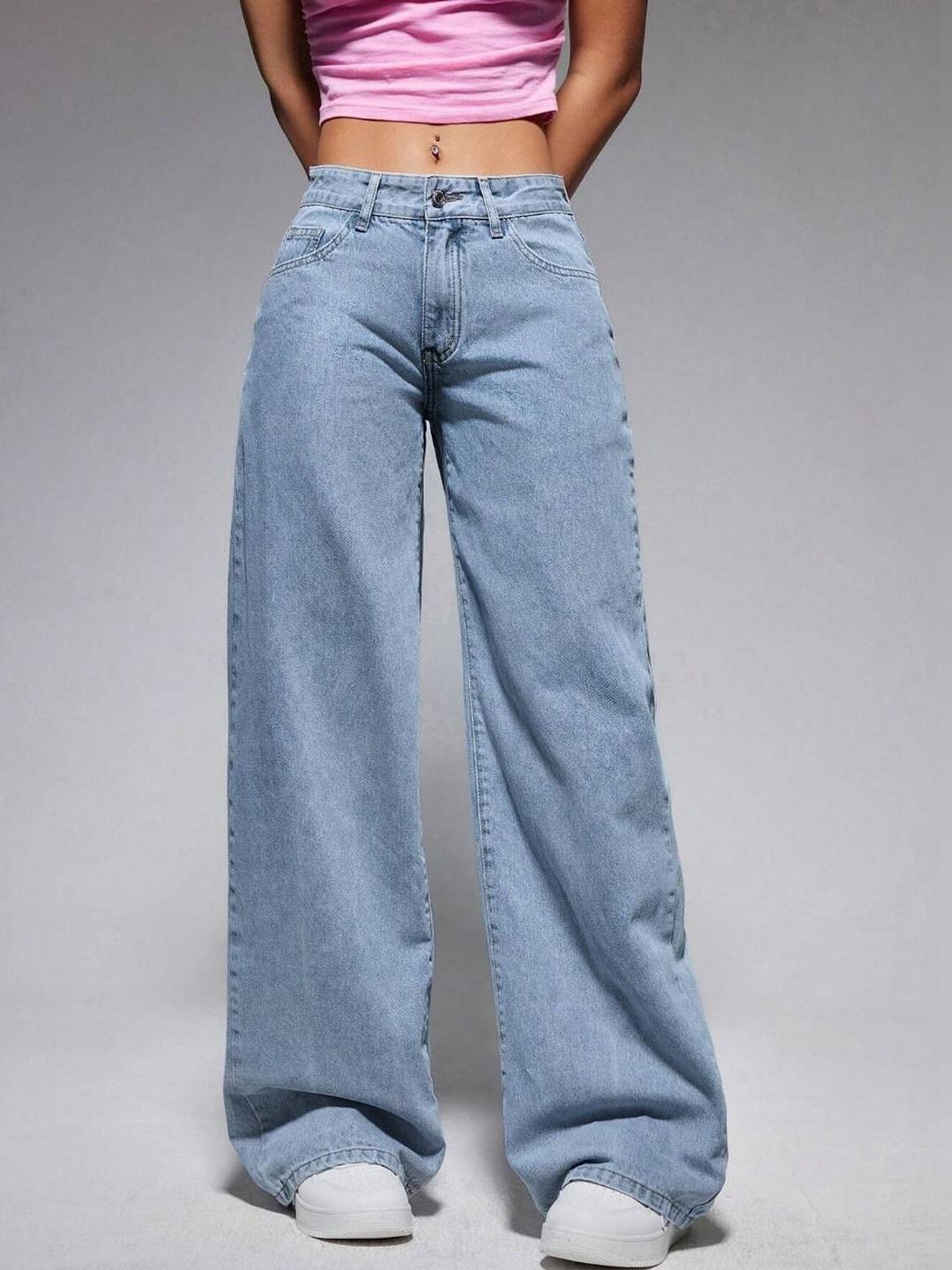 Buy Ds Fashion Women Wide Leg High Rise Light Fade Jeans - Jeans for ...