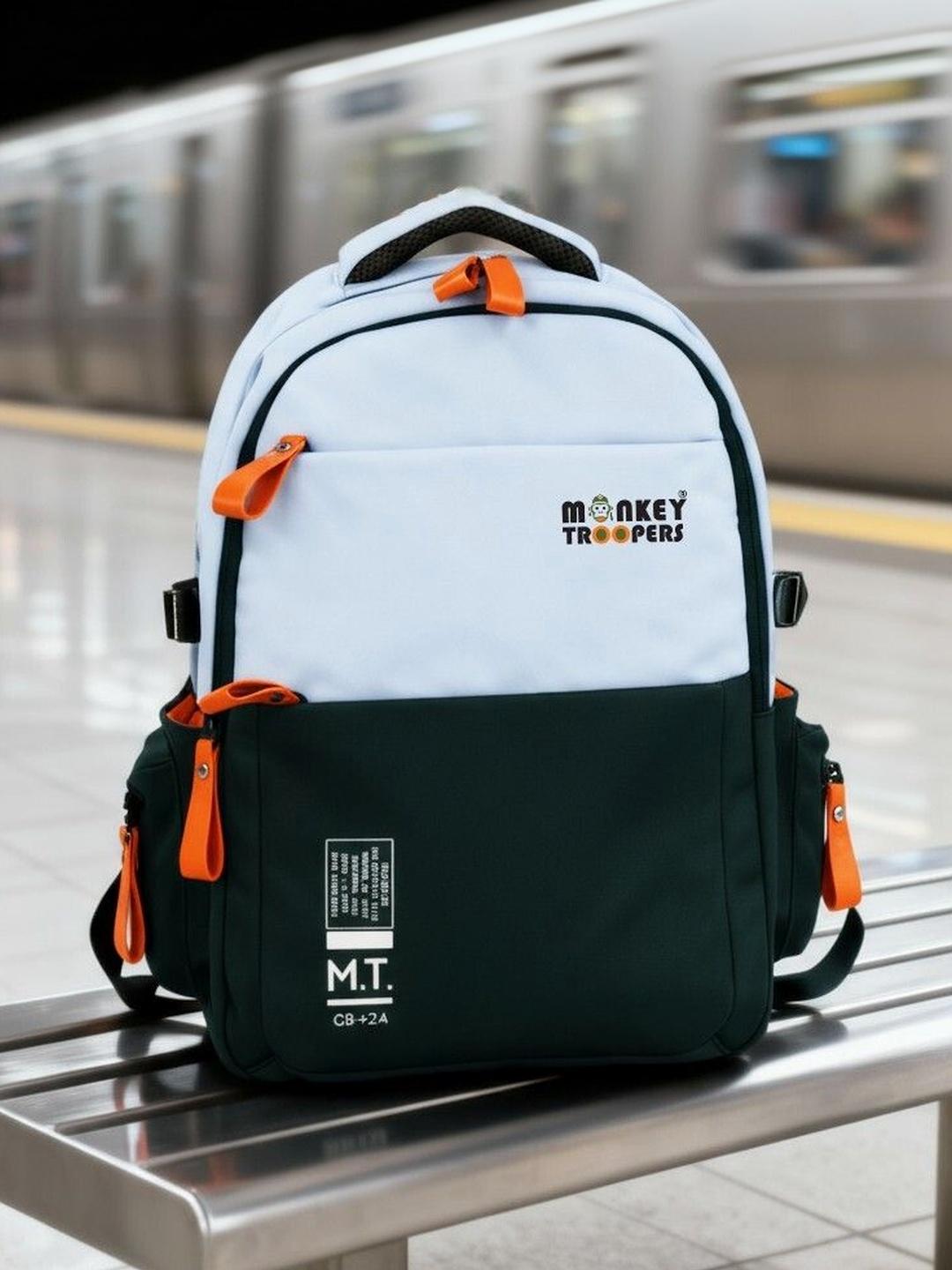 Buy MONKEY TROOPERS Unisex Brand Logo Backpack With Compression Straps ...