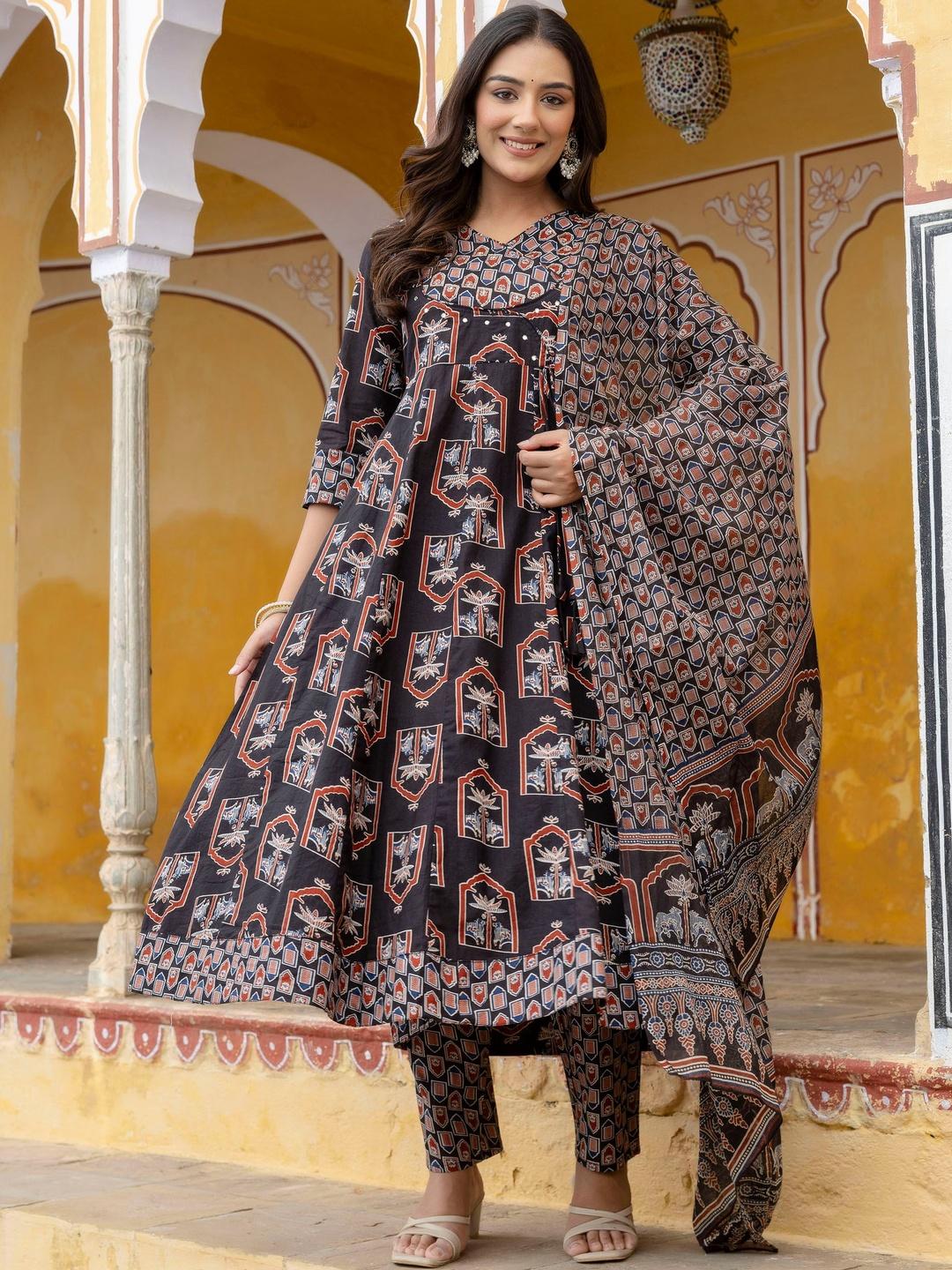 Buy Berrylicious Women Ethnic Motifs Printed Regular Sequinned Pure ...