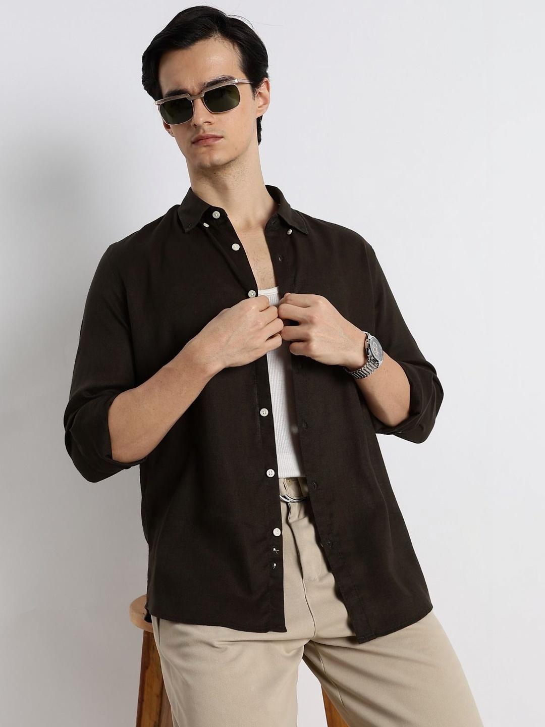 Buy Blu MNKY Men Classic Slim Fit Casual Shirt - Shirts for Men ...