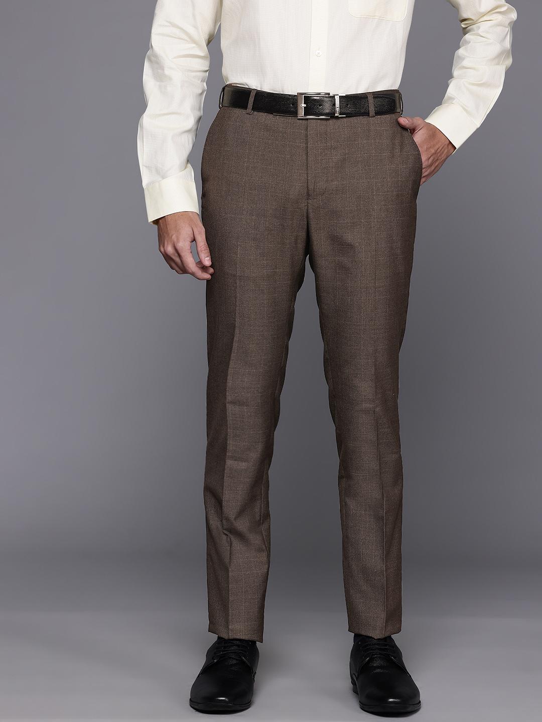 Buy Raymond Men Checked Slim Fit Formal Trousers - Trousers for Men ...