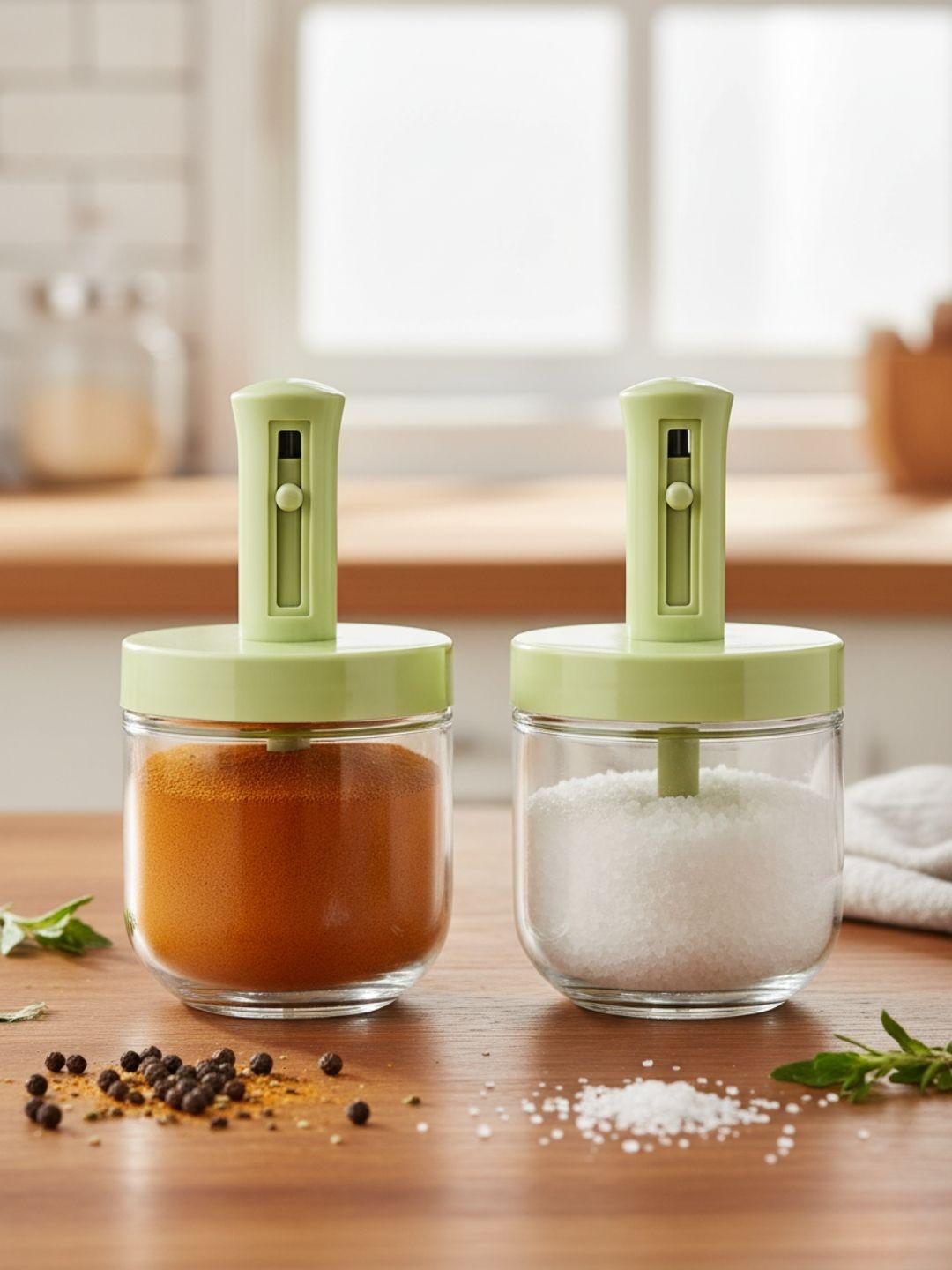 Buy TASKHOUSE Green 2026 Glass Easy To Clean Spice Box - Spice Box for ...