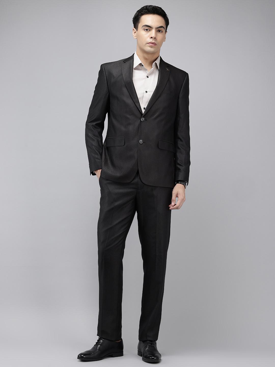 Buy Theme Self Design Notched Lapel Single Breasted Formal 2 Piece ...