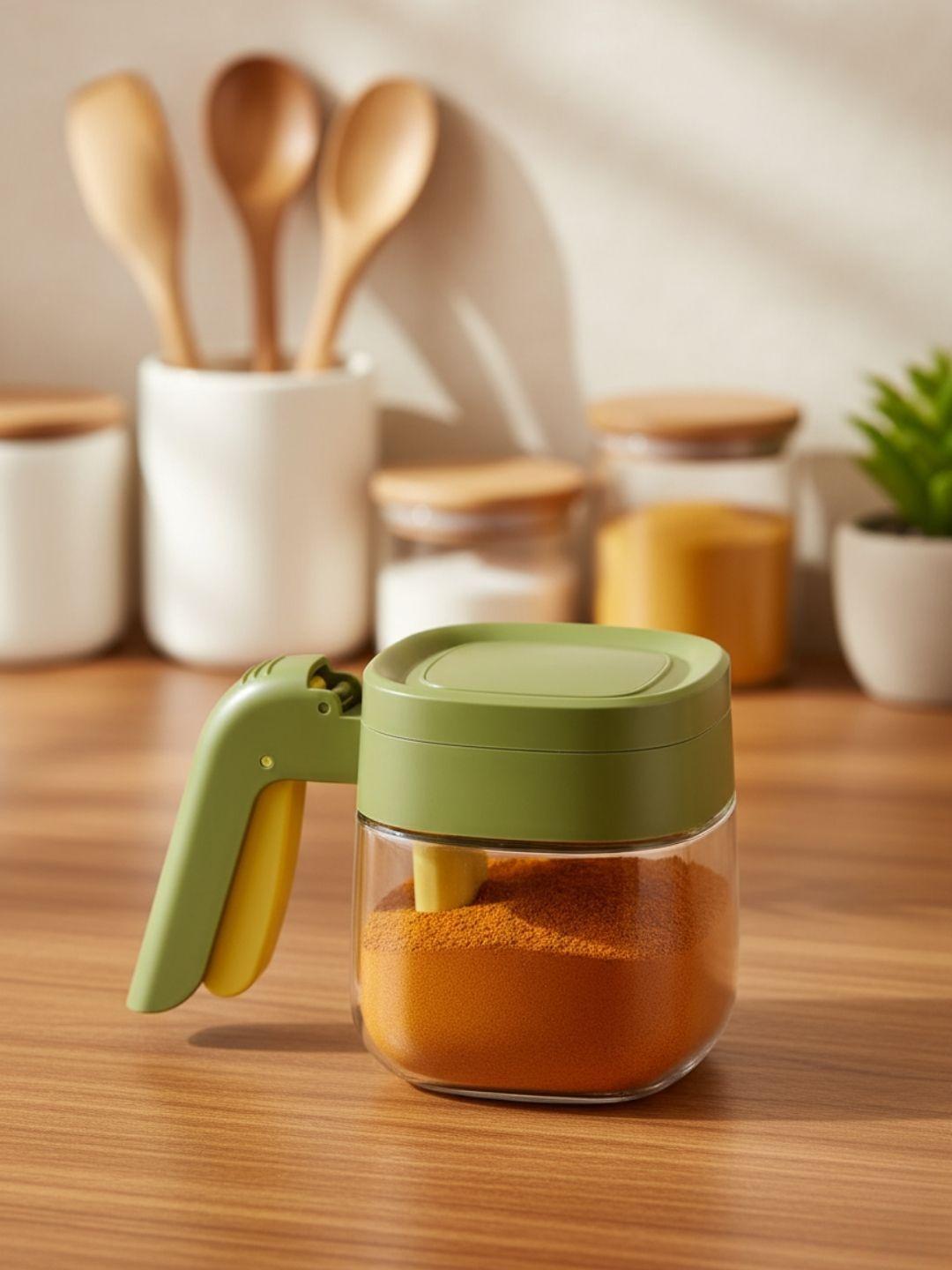 Buy TASKHOUSE Green 2026 Glass Easy To Clean Spice Box - Spice Box for ...
