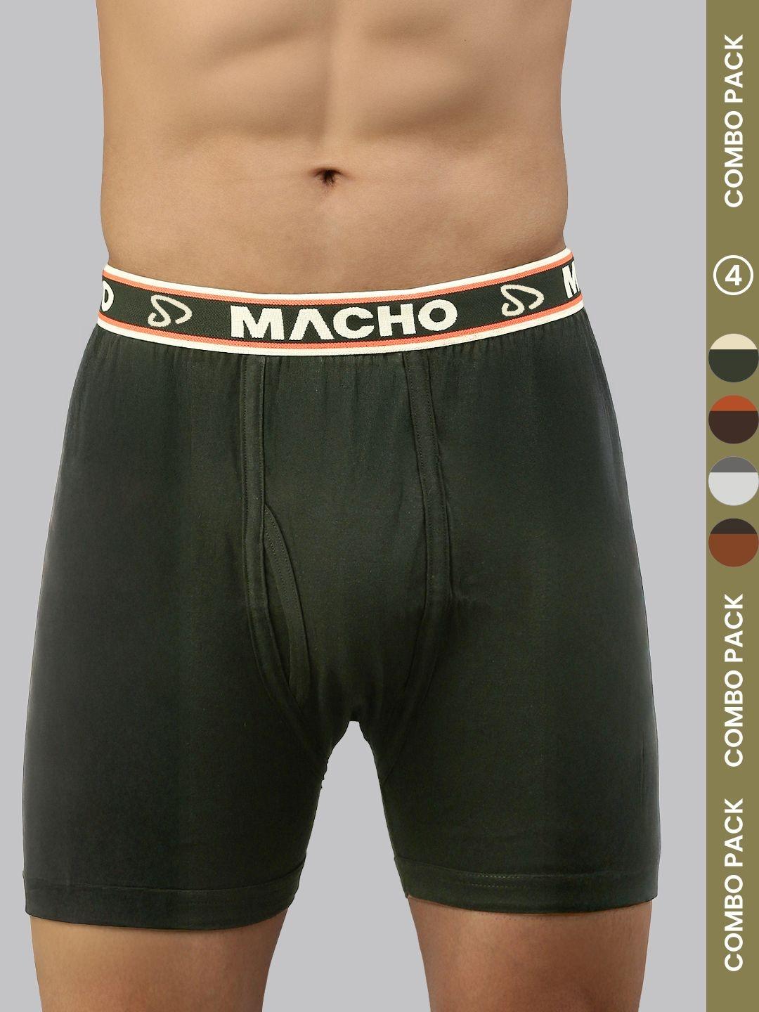 Buy MACHO Sporto Men Pack Of 4 Pure Cotton Long Trunk - Trunk for Men ...