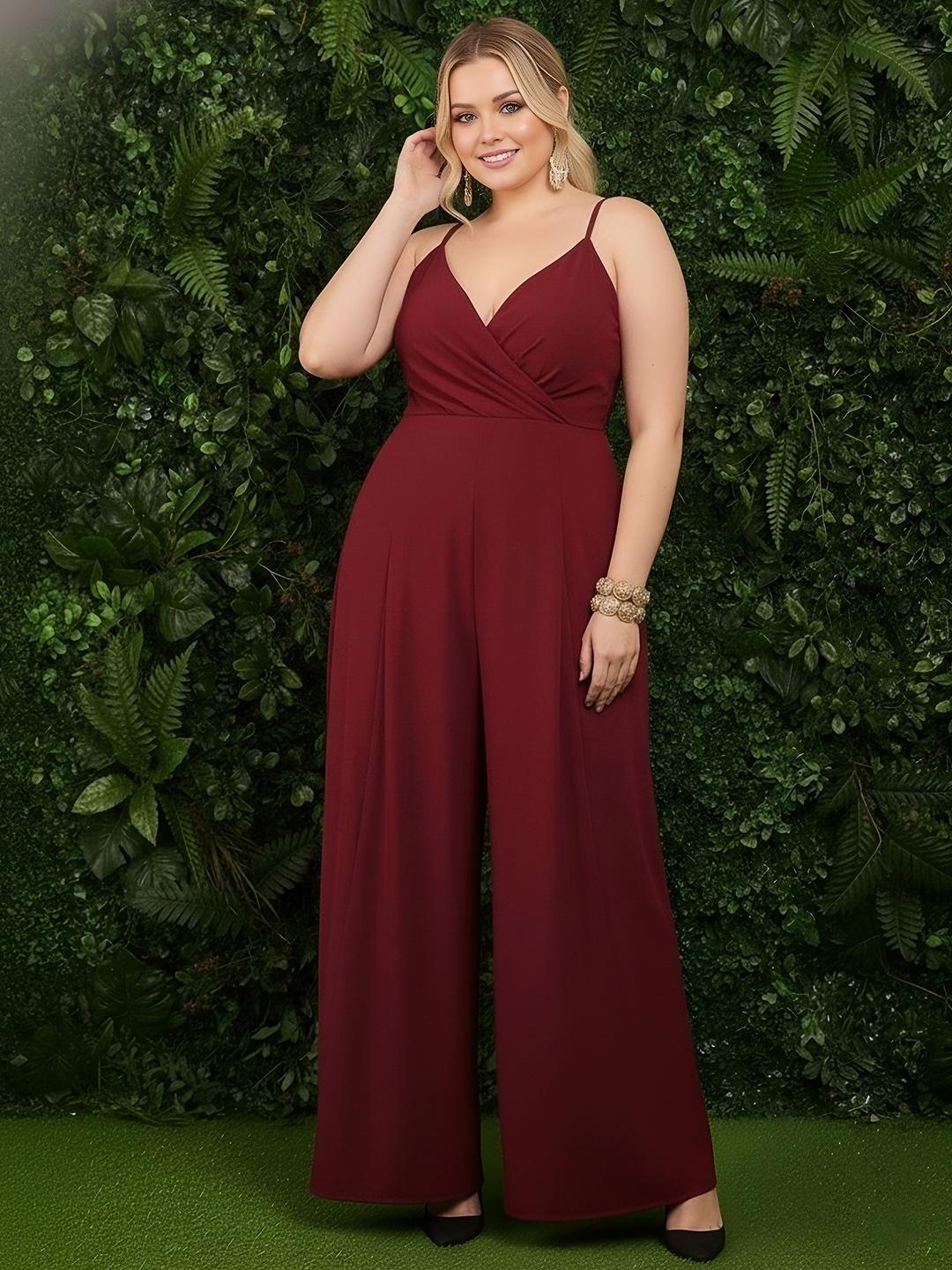 Buy Berrylush Curve Women Plus Size Wide Leg Basic Jumpsuit - Jumpsuit ...