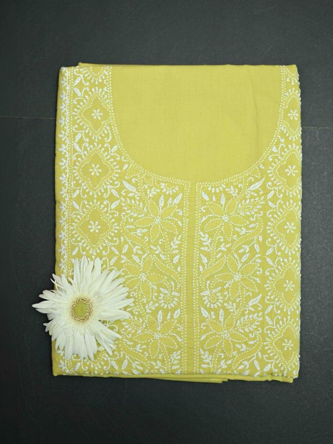 Buy WINK&WISH Embroidered Pure Cotton Unstitched Dress Material - Dress ...