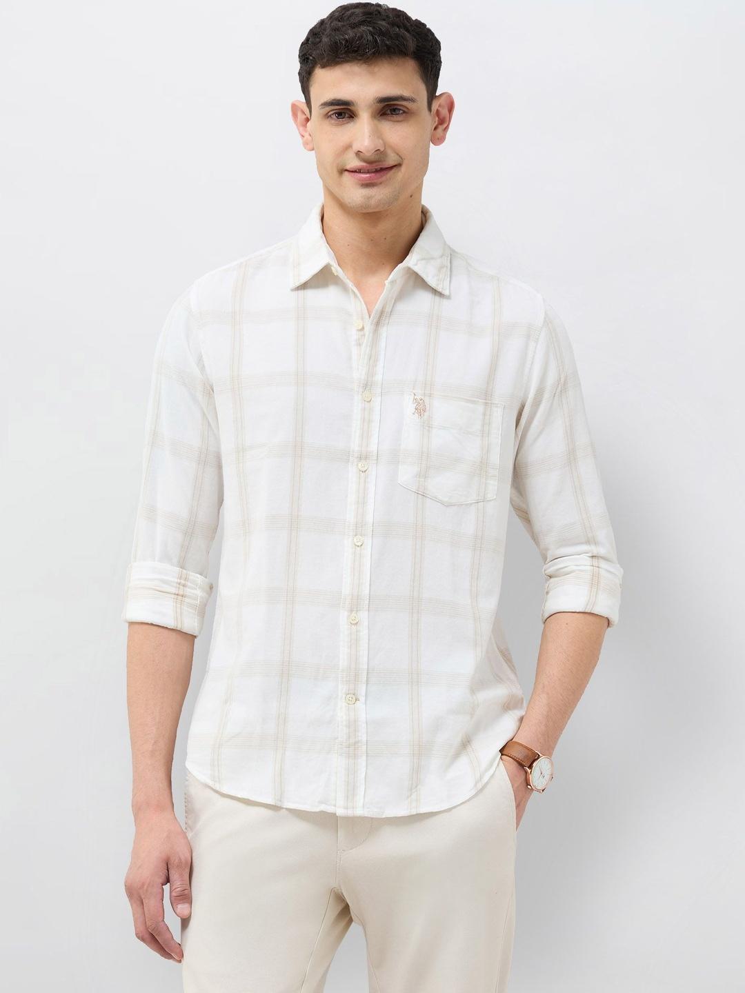 Buy U.S. Polo Assn. Men Tailored Fit Windowpane Checks Checked Casual ...