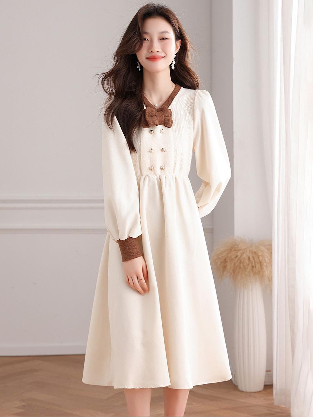Buy JC Mode Puff Sleeve Fit & Flare Midi Dress - Dresses for Women ...