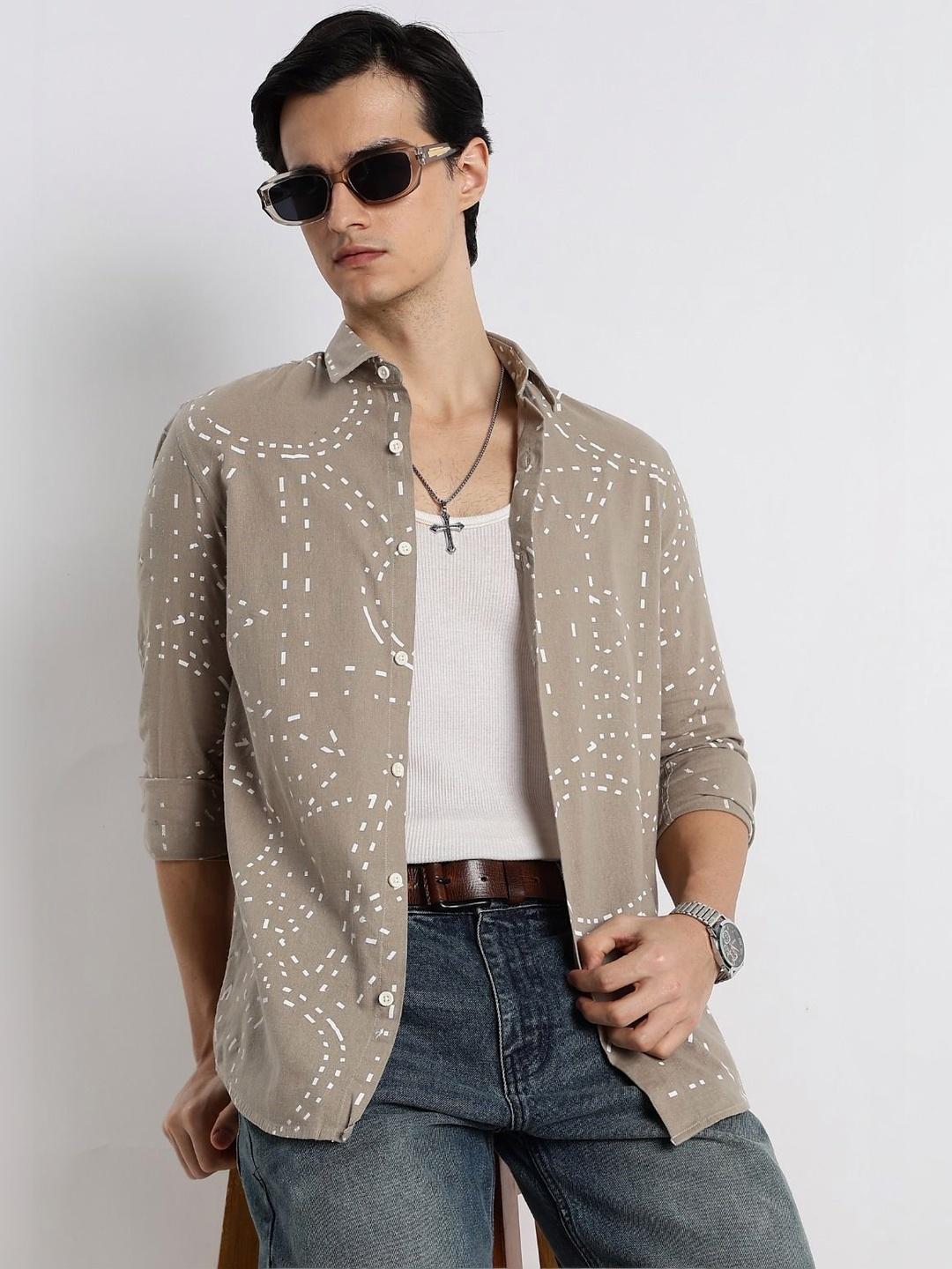 Buy Blu MNKY Men Classic Slim Fit Printed Casual Shirt - Shirts for Men ...