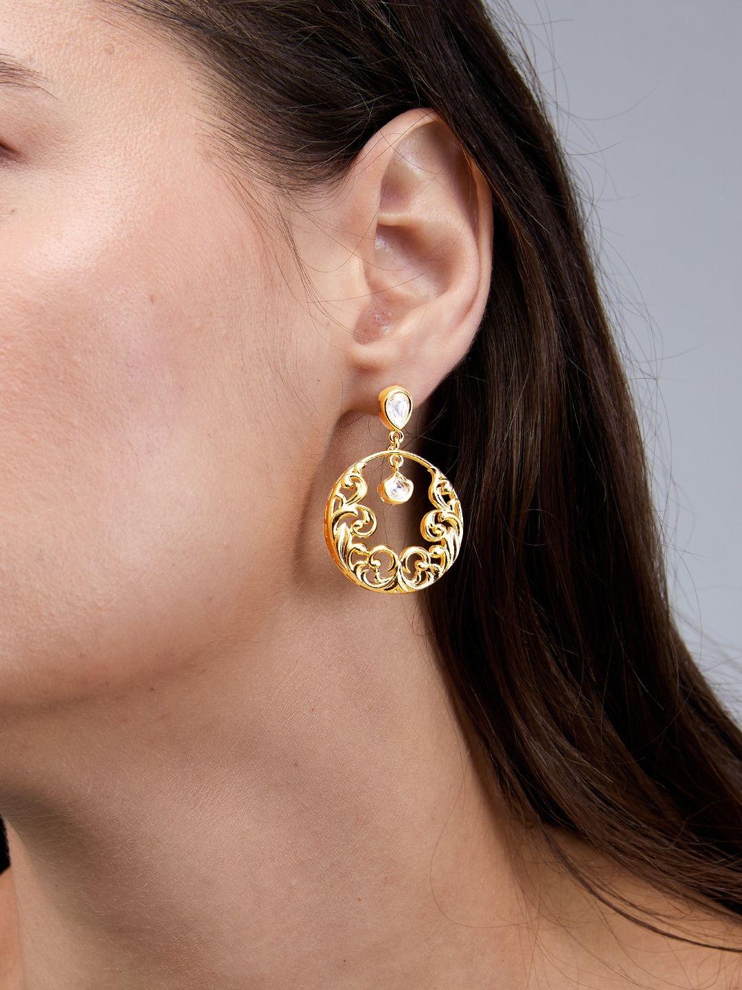 Buy AIKA BY MINUTIAE 18K Gold Plated Stones Studded Circular Drop ...