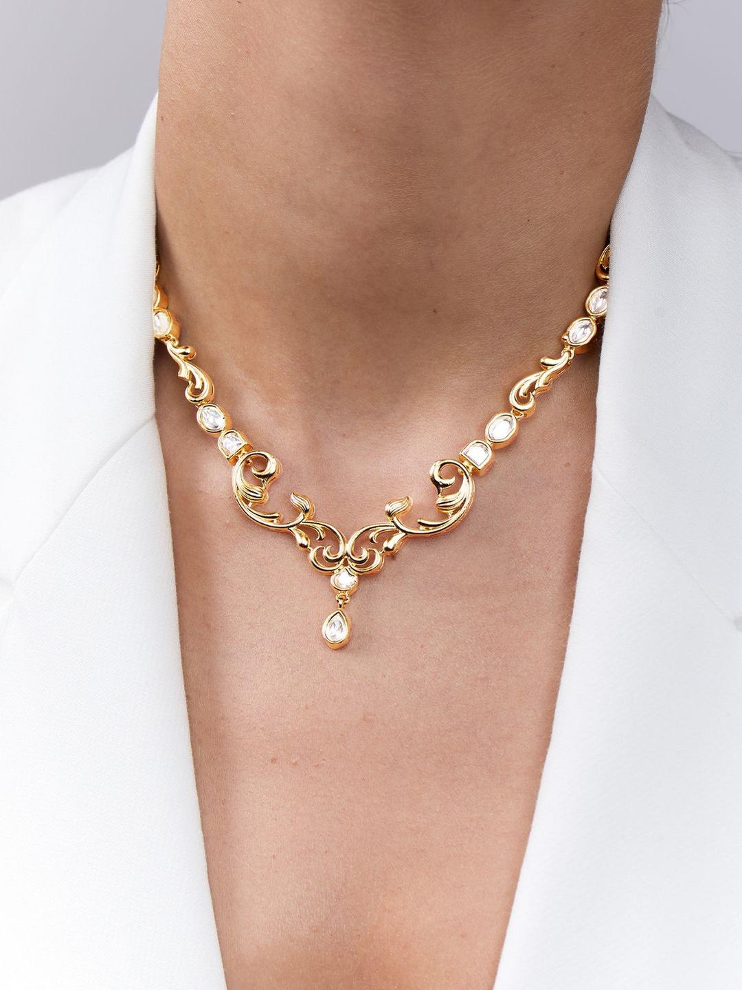 Buy AIKA BY MINUTIAE Gold Plated Artificial Stones Studded Necklace ...