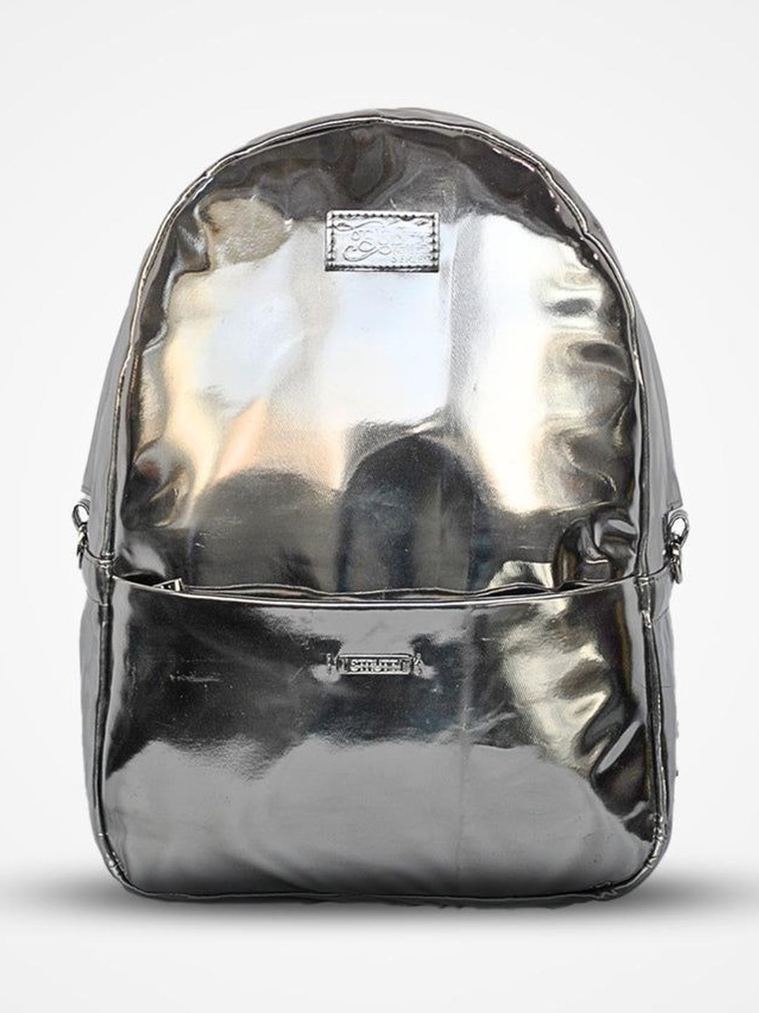 Buy STRUTT Women Silver Metallic Backpack - Backpacks for Women ...