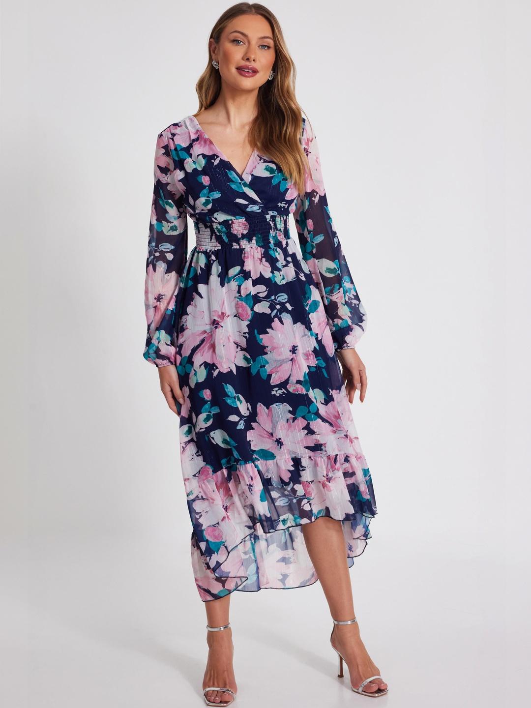 Buy QUIZ Floral Print Fit & Flare Midi Dress - Dresses for Women ...