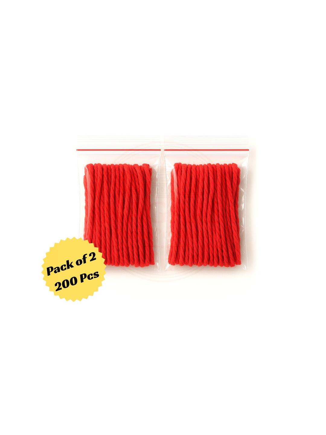 Buy Nagaas Red 200 Pieces Cotton Pooja Wicks - Pooja Essentials for ...