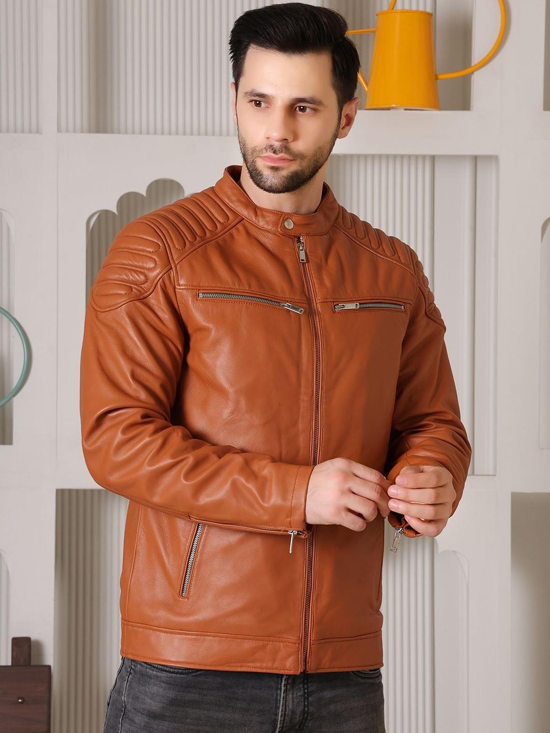 Buy COOL EQUAL Men Leather Water Resistant Biker Jacket - Jackets for ...