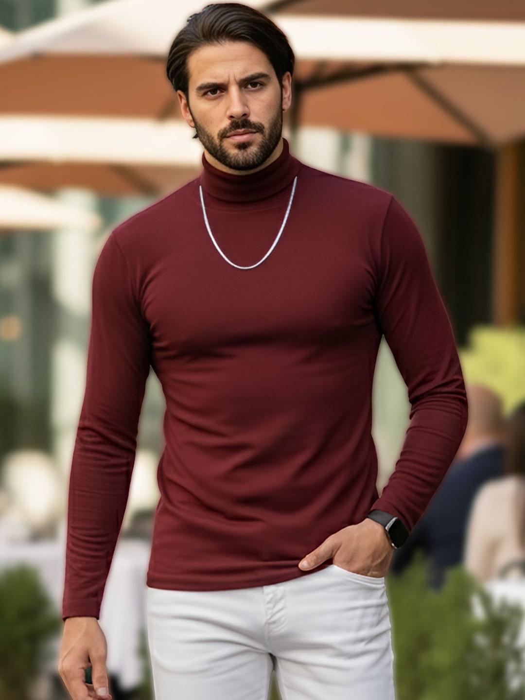 Buy AUSK Men Slim Fit High Neck T Shirt - Tshirts for Men 38166735 | Myntra