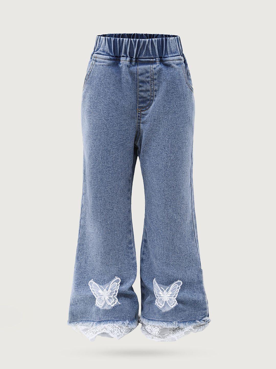 Buy YK Girls Flared Mid Rise Light Fade Jeans - Jeans for Girls ...