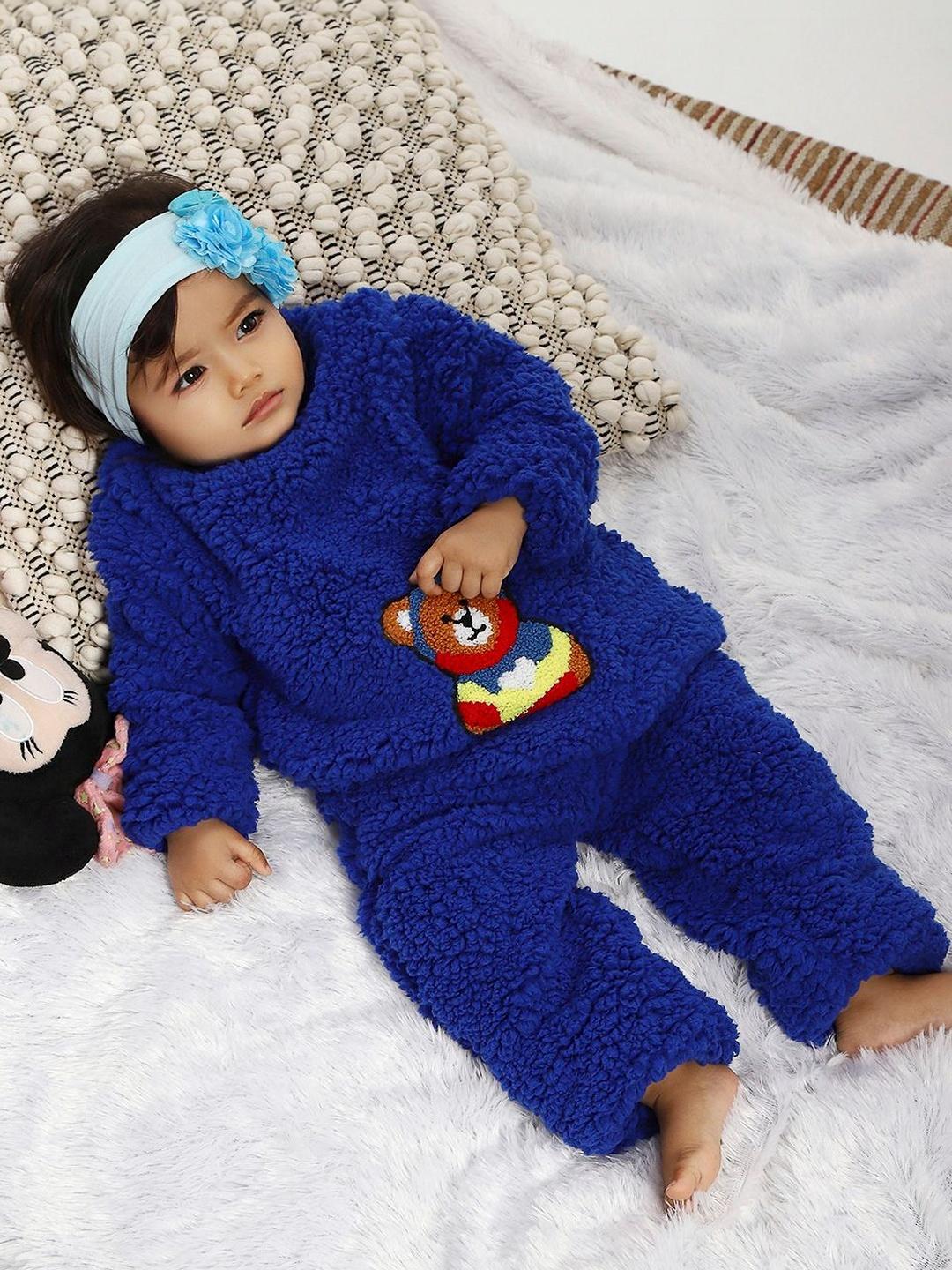 Buy SPUNKIES Kids Teddy Embroidered Fleece Co Ord Set - Clothing Set ...