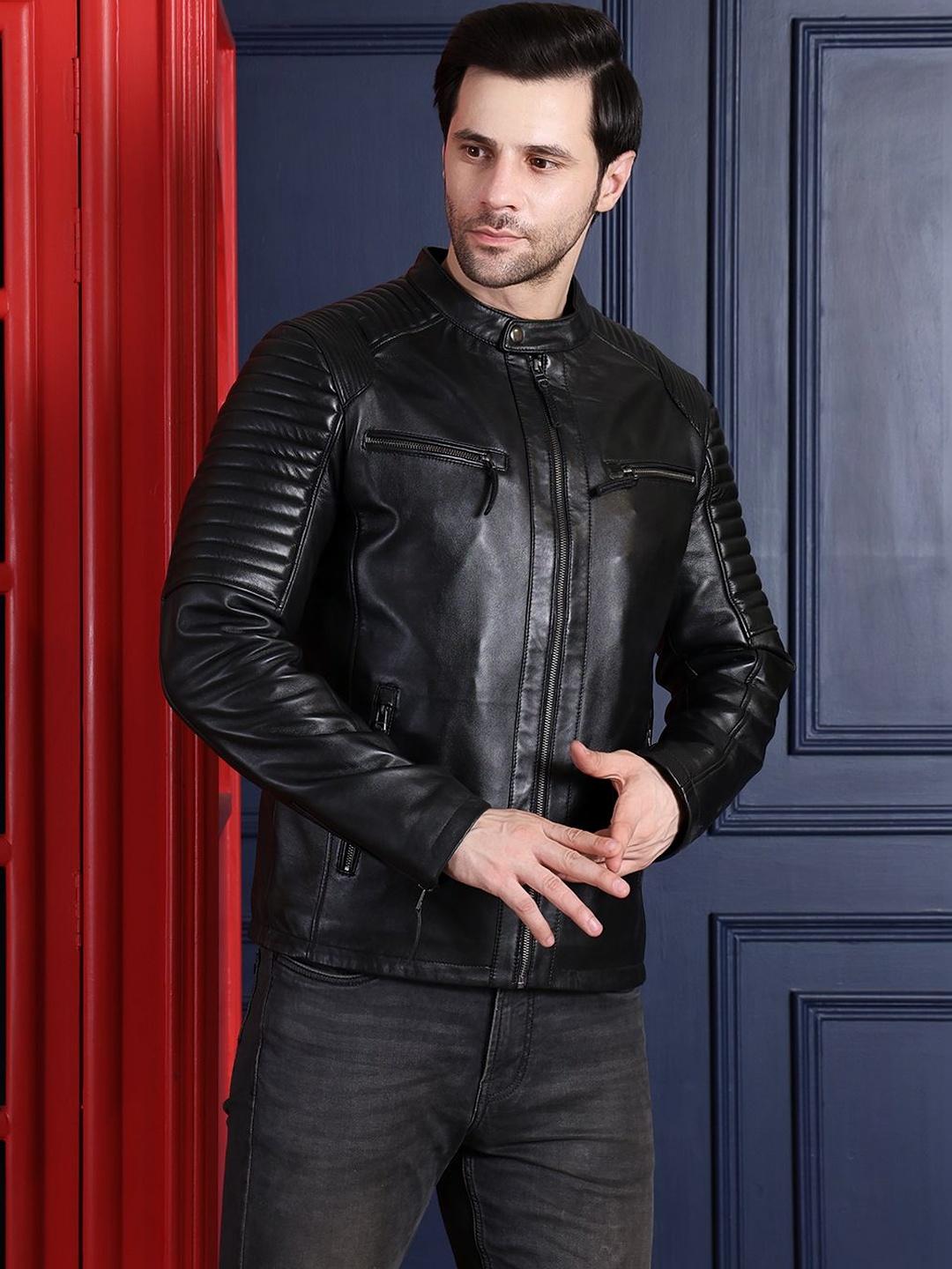Buy COOL EQUAL Men Leather Water Resistant E Dry Technology Biker ...