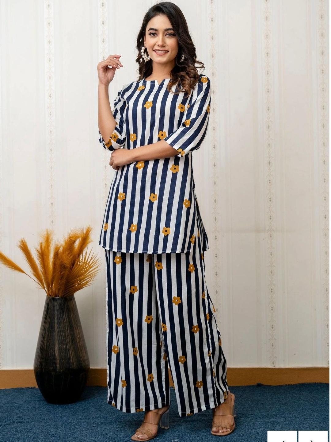 Buy DADIYA Women Striped Tunic With Palazzos - Clothing Set for Women ...