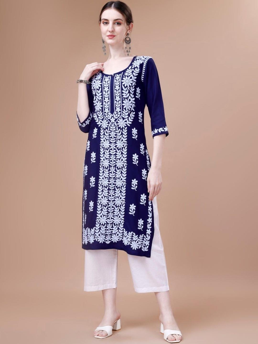 Buy Colorkosh Woven Design V Neck Thread Work Thread Work Empire Kurti ...