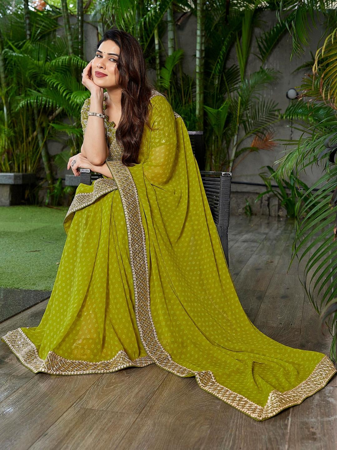 Buy HERE&NOW Woven Design Zari Pure Georgette Heavy Work Saree - Sarees ...