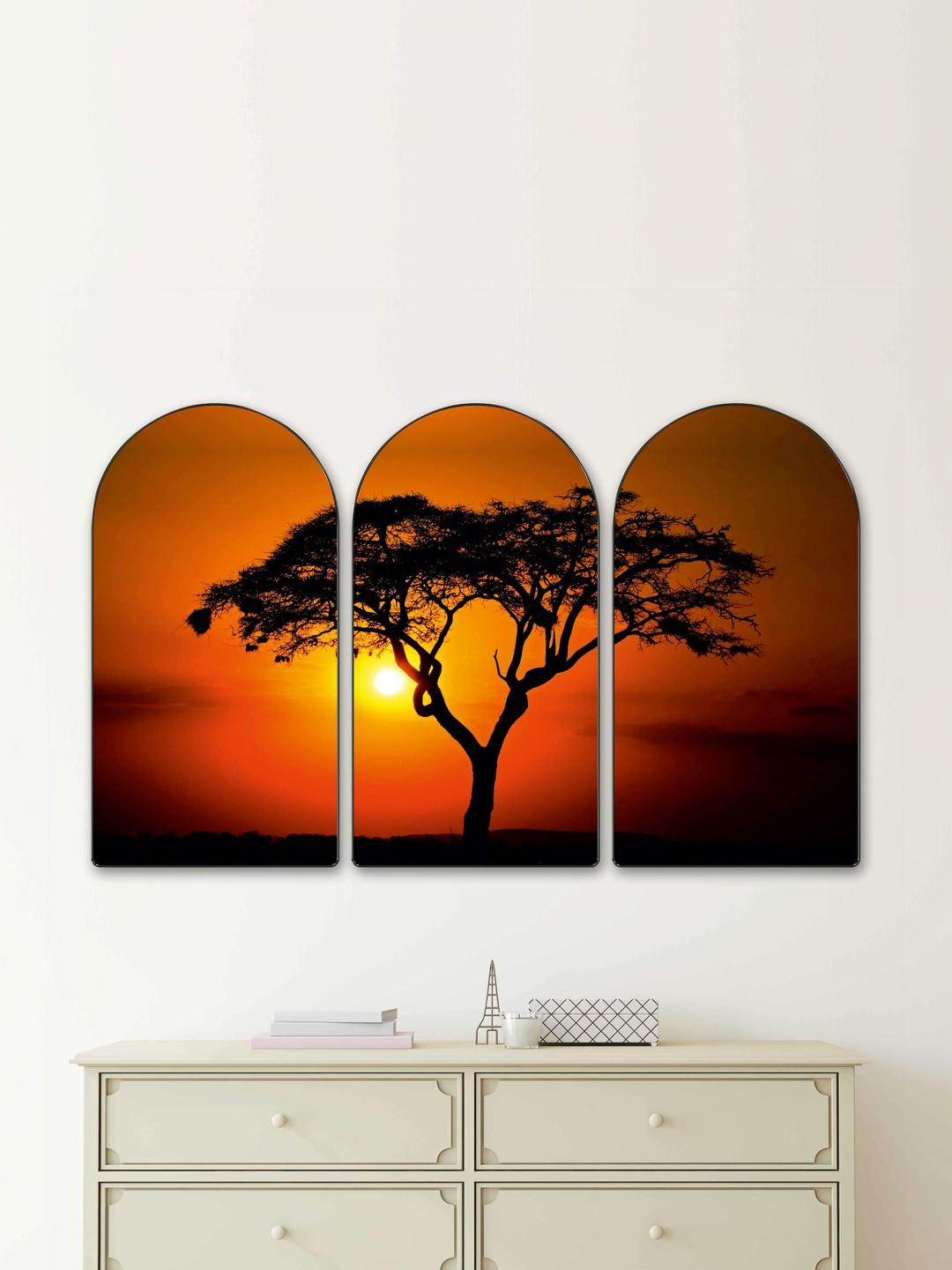 Buy SAF Orange Set Of 3 Piece MDF Other Wall Paintings - Wall Art for ...