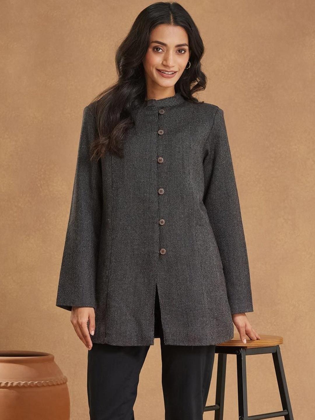 Buy Fabindia Women Woollen Open Front Jacket - Jackets for Women ...