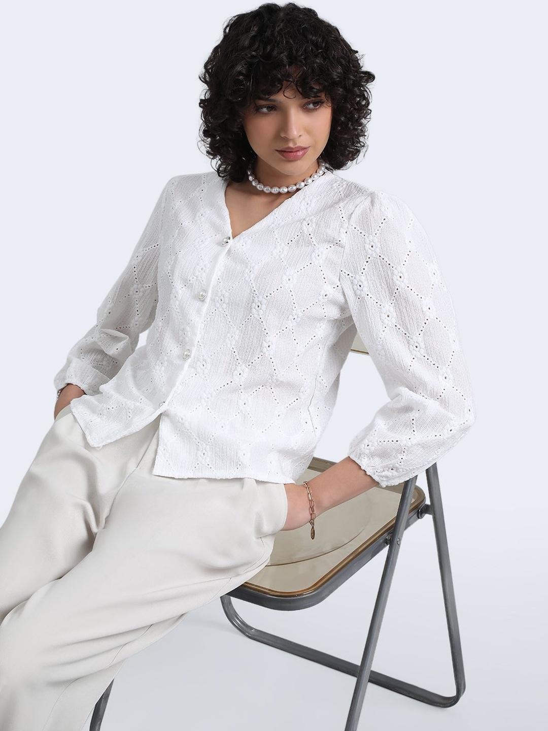 Buy SHOWOFFFF Schiffli Top - Tops for Women 38202127 | Myntra