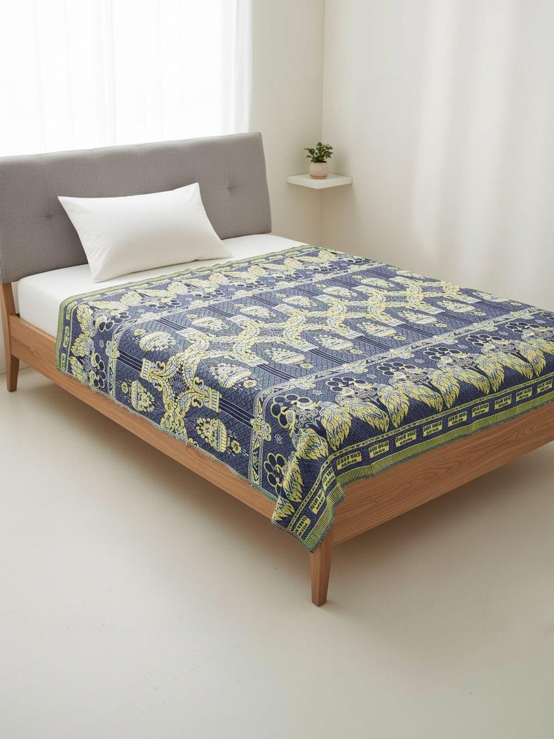 Buy TUNI MANI Blue & Navy Blue Ethnic Motifs Heavy Winter 400 GSM ...