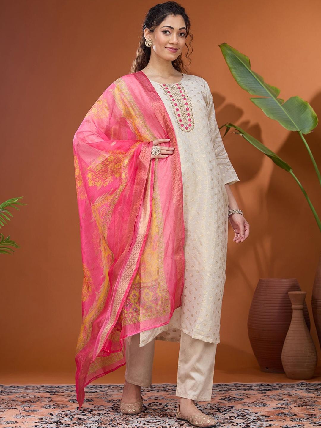 Buy Koskii Women Ethnic Motifs Embroidered Regular Thread Work Kurti ...
