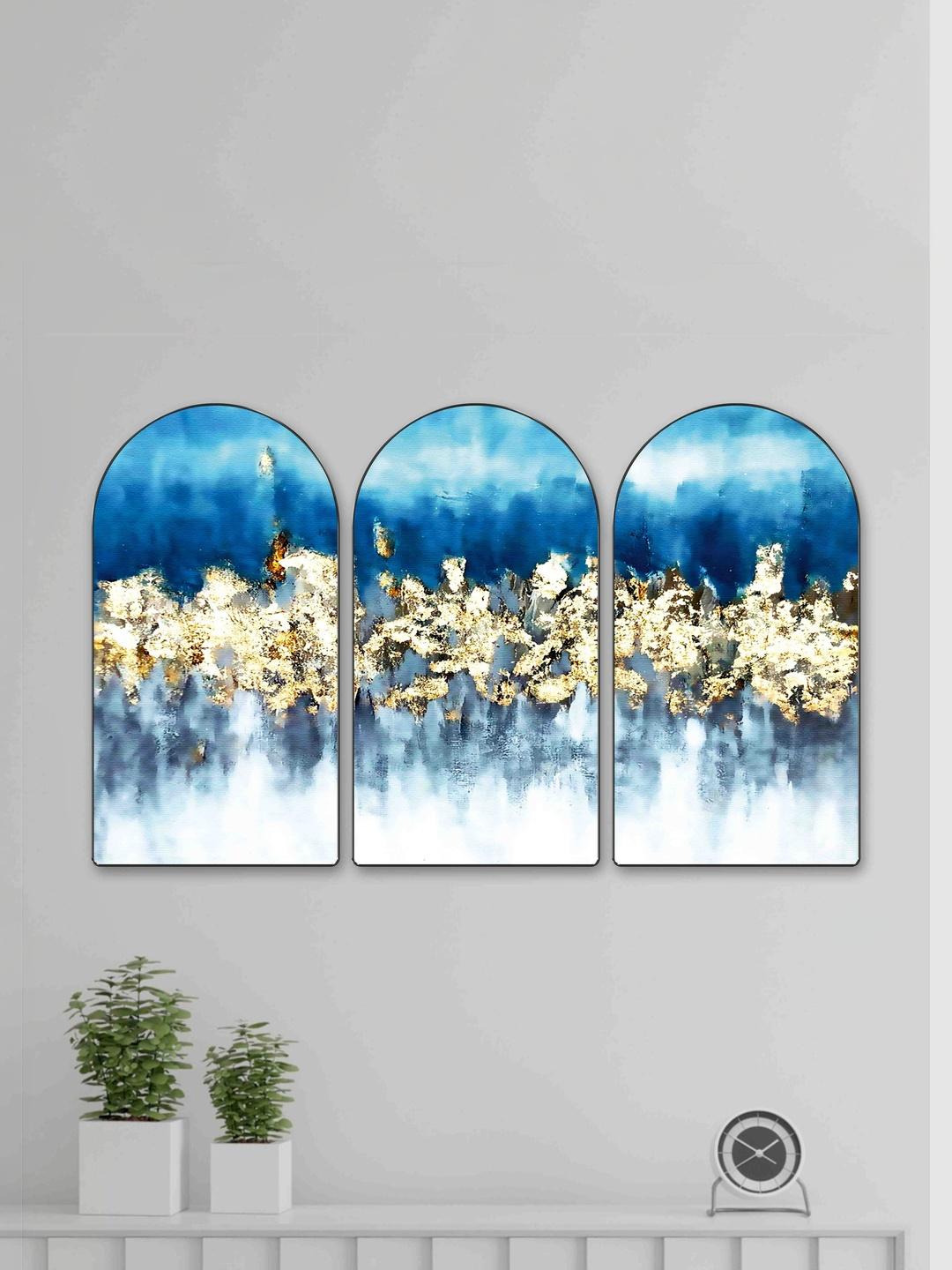 Buy SAF Blue Set Of 3 Piece MDF Other Wall Paintings - Wall Art for ...