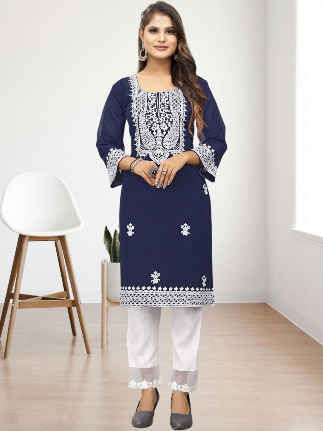 Buy Snizvi Women Ethnic Motifs Embroidered Regular Thread Work Pure ...