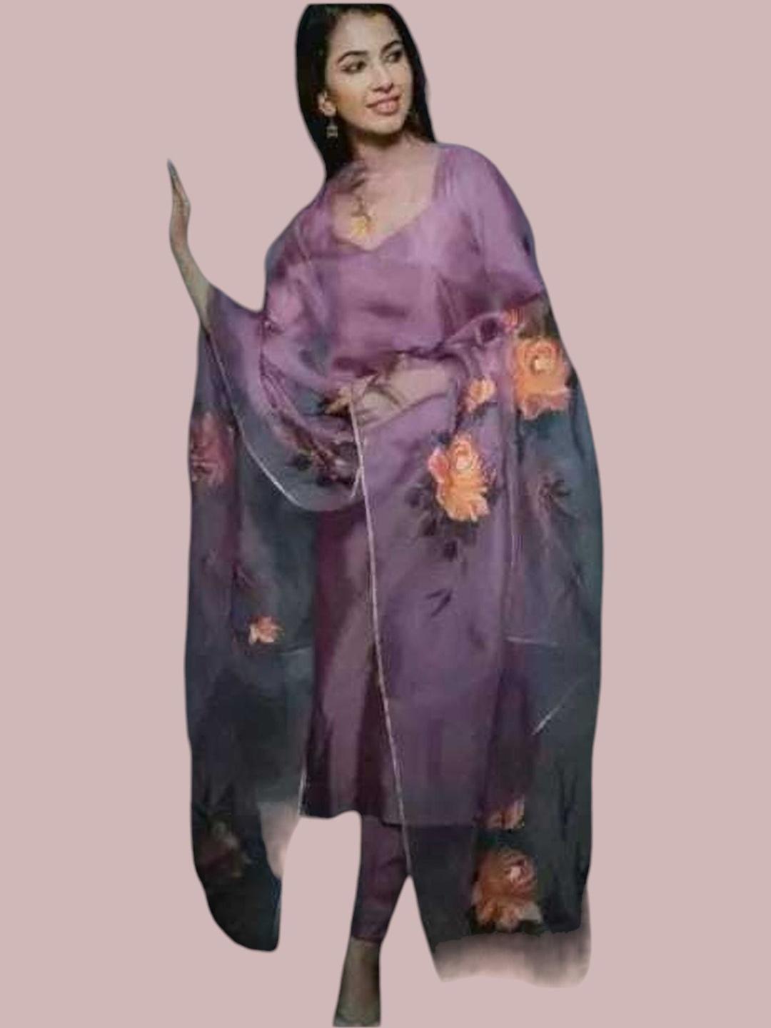 Buy Snizvi Women Floral Regular Kurta With Trousers & With Dupatta ...