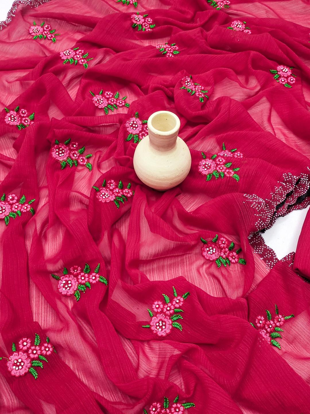 Buy Tribes India Embellished Embroidered Poly Georgette Heavy Work ...