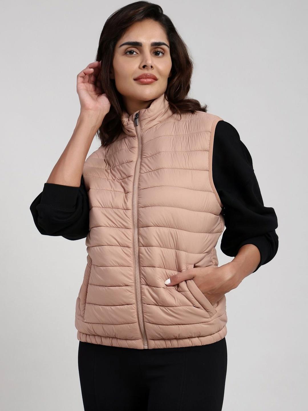Buy Women Solid Sleeveless Functional Pocket Puffer Jacket - Jackets ...