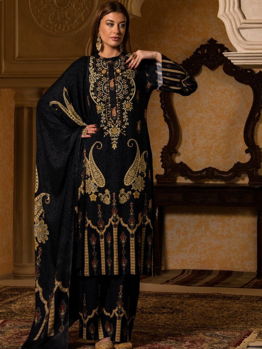 Buy THE BARI Women Ethnic Motifs Printed Regular Kurta With Trousers ...