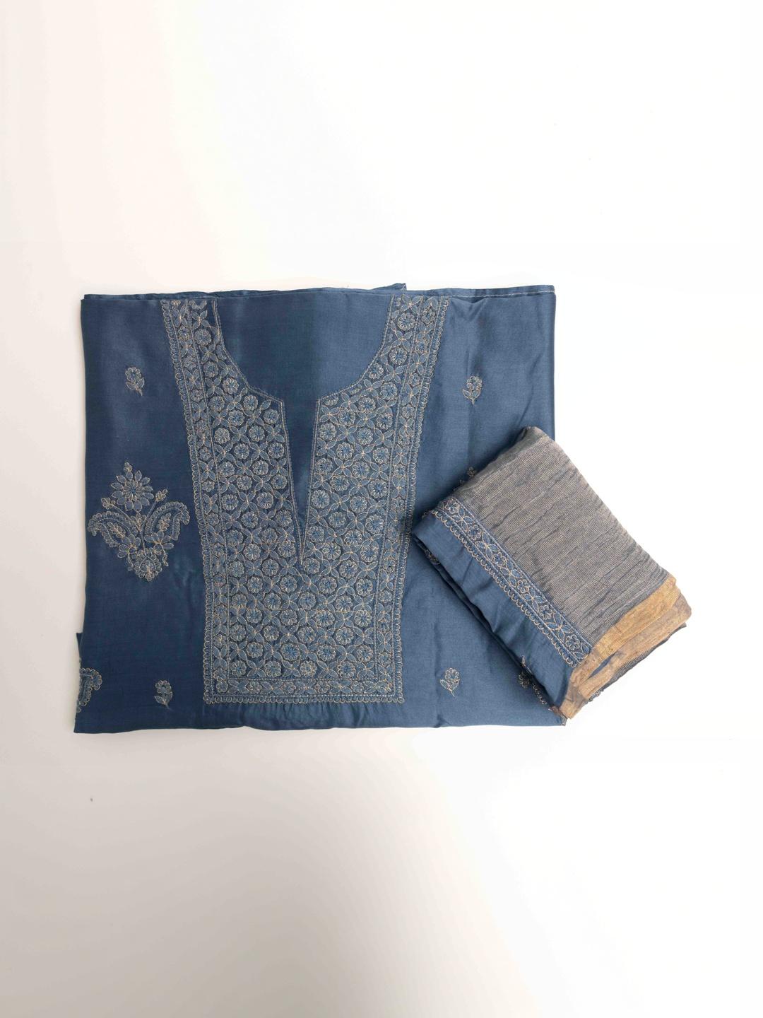 Buy WINK&WISH Embroidered Pure Cotton Unstitched Dress Material - Dress ...