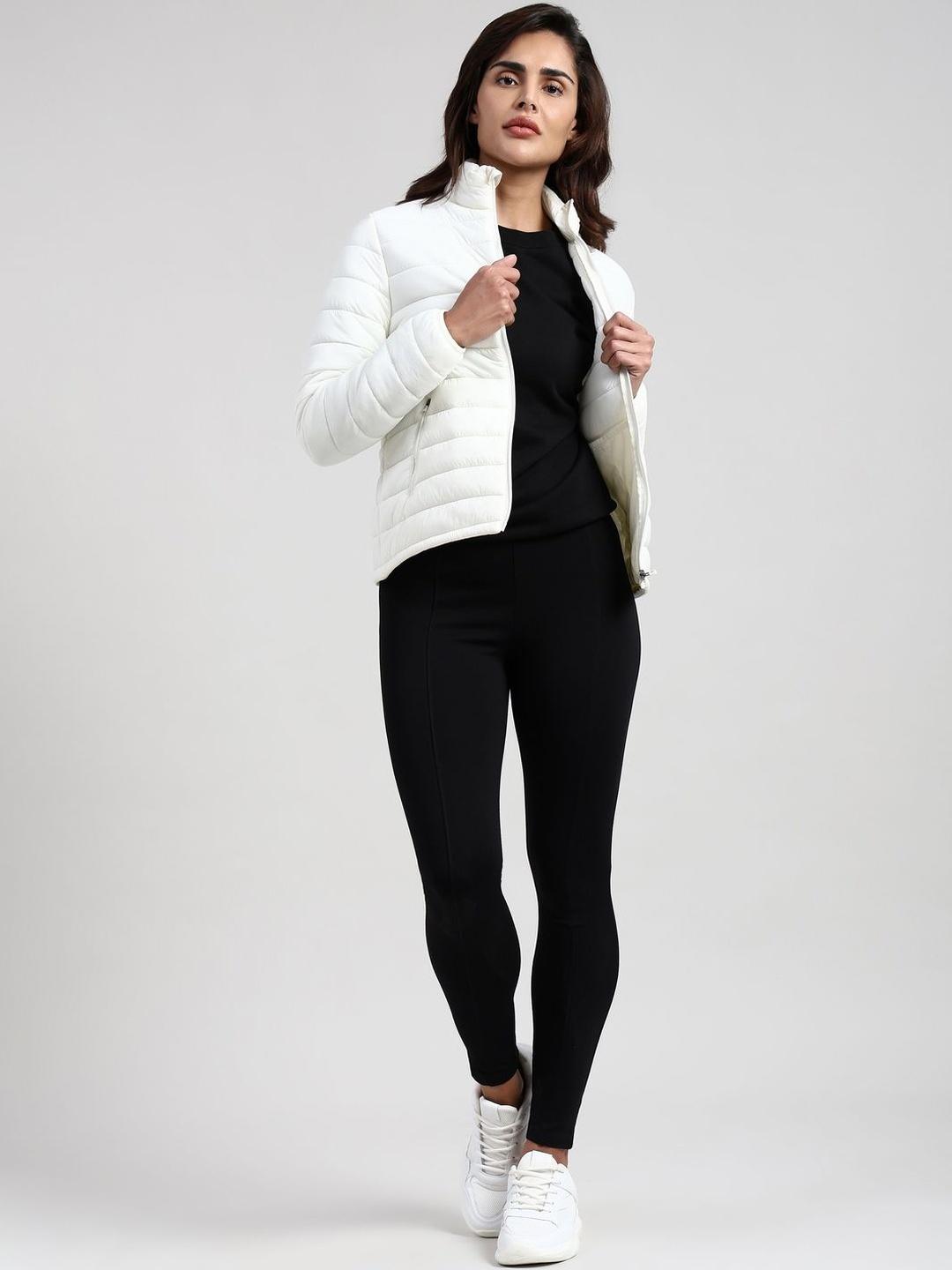 Buy Women Solid Full Sleeves Functional Pocket Puffer Jacket - Jackets ...