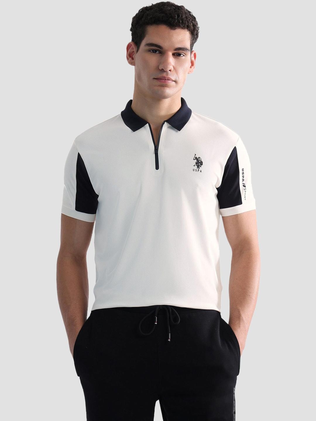 Buy USPA Sport Men Brand Logo Colourblocked Polo Collar T Shirt ...