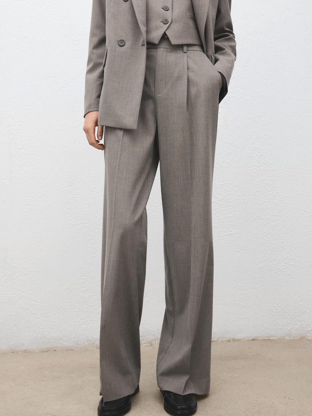 Buy MANGO Women Pleated Formal Trousers - Trousers for Women 37886518 ...