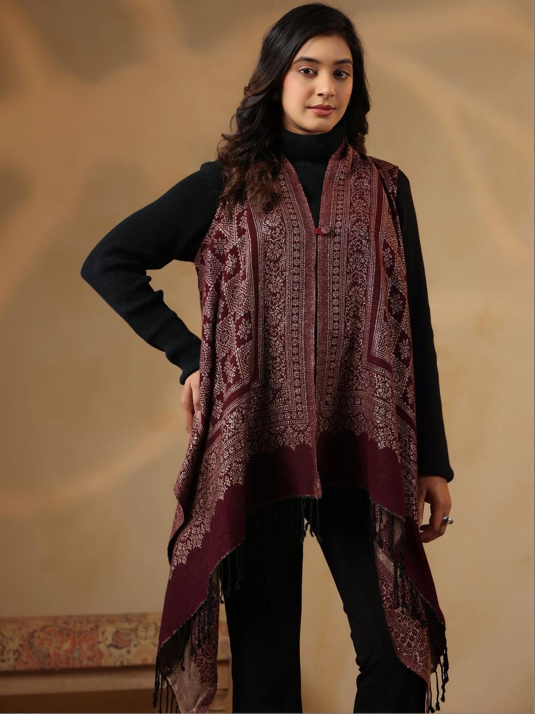Buy Zamour Women Tasselled Longline Ethnic Shrug - Shrug for Women ...