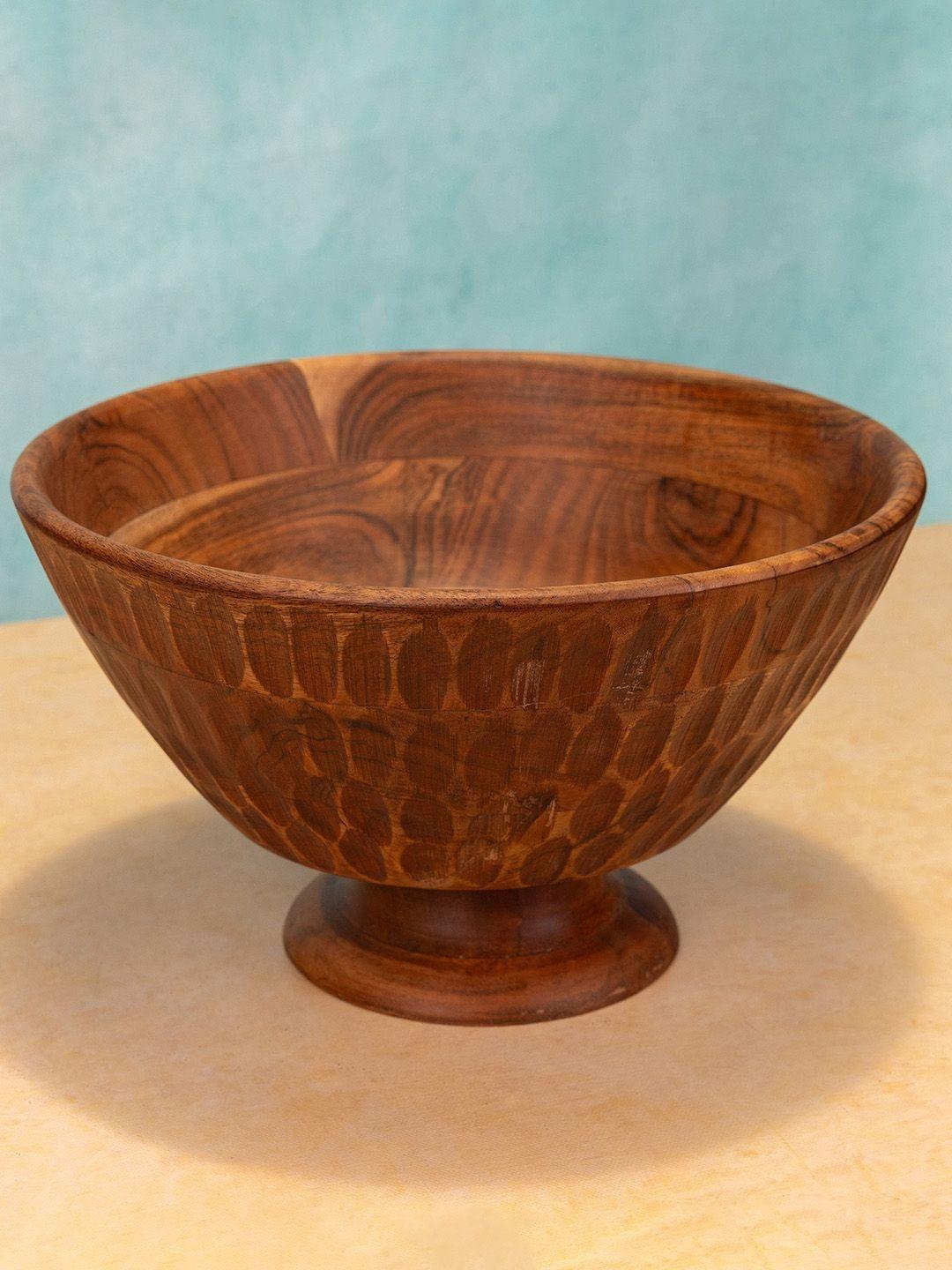 Buy Ireka Homes Brown 2025 1 Pieces Wood Easy To Clean Serving Bowl ...