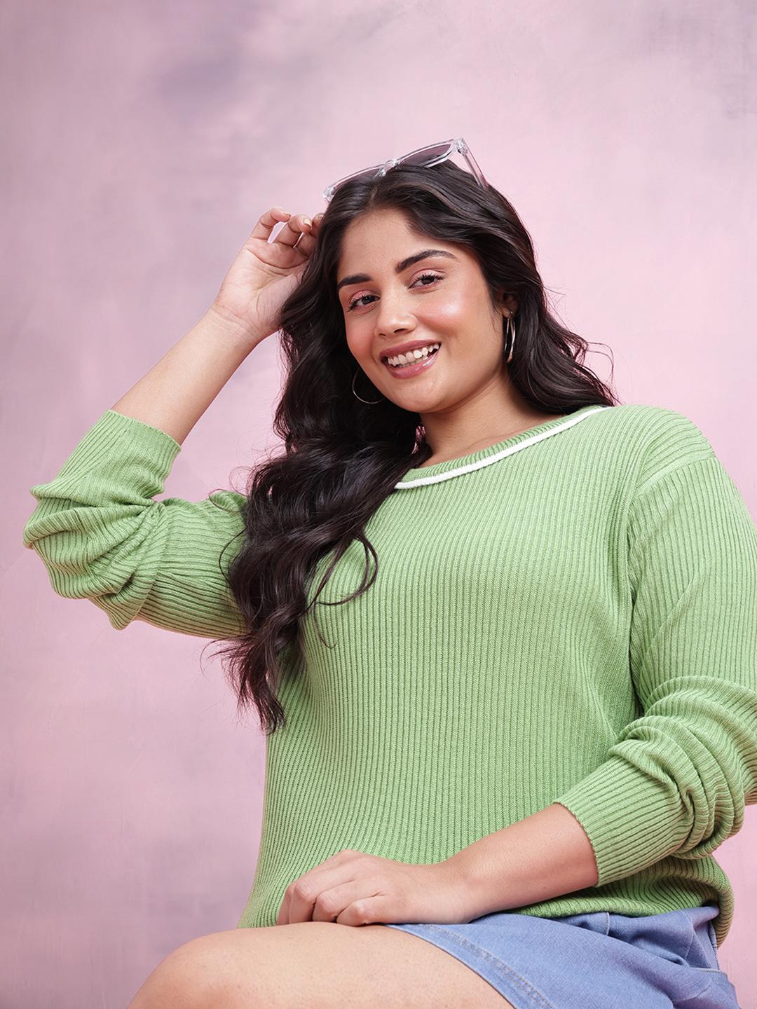 Buy DressBerry Curve Plus Size Ribbed Pullover - Sweaters for Women ...