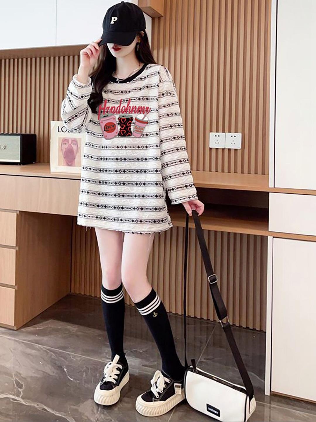 Buy JC Mode Printed Long Sleeve Tshirt Dress - Dresses for Women ...